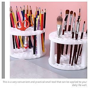 Tofficu 2pcs Paint Brush Holder Multi-hole Makeup Organizer Pencil Brush Stand Storage Rack for Home School Office Supplies White