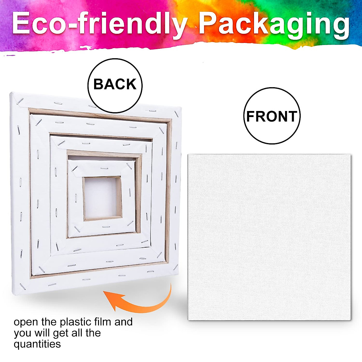 4 Packs Square Canvases for Painting with 4"x 4", 6"x 6", 8"x 8", 10"x 10", Painting Canvas for Oil & Acrylic Paint