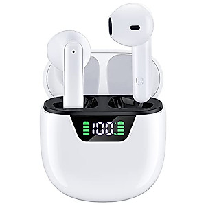 Wireless Earbuds Bluetoth Headphones 35Hrs Battery Life with Wireless Charging Case, IPX7 Waterproof TWS Semi-in-ear Earphones Clear Call Power Display Built-in Mic Stereo Headset for iPhone/Android