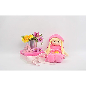 Linzy Plush 17.5'' Pink Niobe Sweet Cakes Rag Doll for Girls, Soft Plush Doll,Sleeping Cuddle Buddy for Toddlers, Infants and Babies, Muñecas de Trapo para Niña, First Doll for Kids