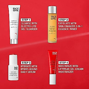 FACEGYM Hyaluronic Acid & Niacinamide Serum for Glowing Skin, FACE GYM Hydro-Bound Daily Serum 1 Fl Oz, Hydrating Skincare Serum for Bouncier, Firmer & Glowing skin, Chemical-Free Face Serum (30 ML)