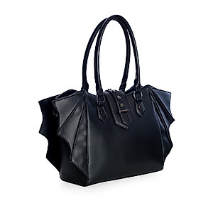 Lost Queen Women's Gothic Annabelle Bat Handbag Winged Crossbody Purse Black Shoulder Bag