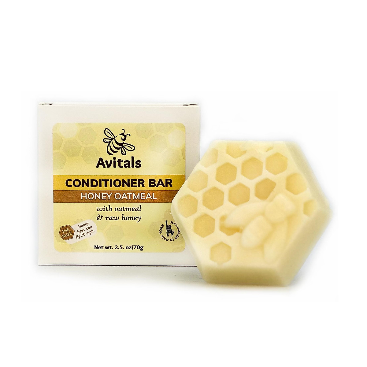 Honey Oatmeal Conditioner Bar with cocoa butter, daikon seed extract, quinoa and oat protein, and aloe extract