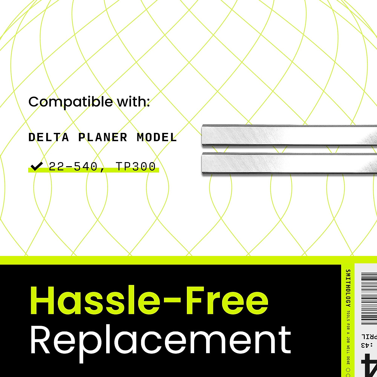 Smithology 12-Inch Planer Blades - Replacement Knives for Delta Planer 22-540, TP300, Replaces 22-547 - Set of 2 (SMTPBS01-2) for Smooth Wood Surface