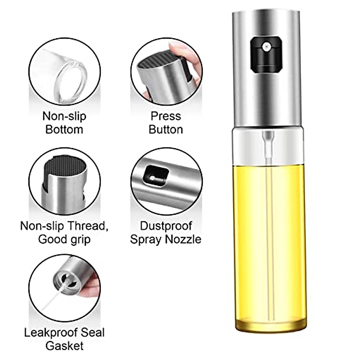 YUAKUOD Oil Sprayer for Cooking, Olive Oil Sprayer, Oil Mister, Oil Sprayer for Air Fryer, Oil Spray Bottle for Salad, BBQ, Kitchen Baking, Roasting