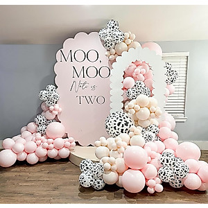 Cowgirl Pink Balloons Arch Garland Kit, Cow Print Farm Animal Balloons for Bachelorette Party, Birthday Party Baby Shower Bridal Shower Wedding Supplies Cow Theme Party Decorations-Baby Pink