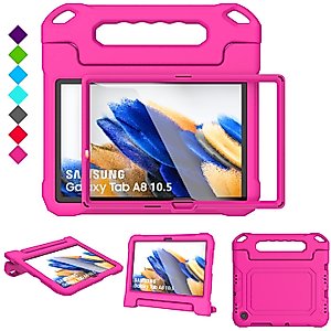 Kids Case for Samsung Galaxy Tab A8 10.5 inch (2022), - Shockproof Protection Case with Built-in Screen Protector Stand Tablet Cover (SM-X200/SM-X205/SM-X207) (Hot Pink)