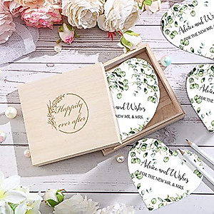 Wedding Card Boxes for Reception 50 Pcs Wedding Advice Cards for Bridal Shower and 10 Pcs Pencils Gift Wooden Wedding Memory Box Rustic Wedding Card Holder Box Advice and Wishes for Mr and Mrs