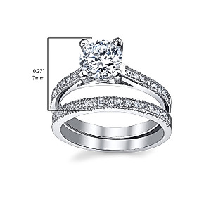 1.25 Carat Round Brilliant Cubic Zirconia Sterling Silver 925 Wedding Engagement Ring Band Set 7