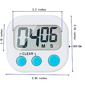12 Pack Small Digital Kitchen Timer Magnetic Back and ON/Off Switch,Minute Second Count Up Countdown（White,Blue,Orange