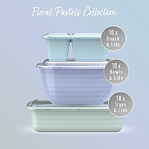 Bentgo® Prep 60-Piece Variety Meal Prep Kit - Reusable Food Containers 1-Compartment Trays, Prep Bowls, & Snack Boxes for Healthy Eating - Microwave, Freezer, & Dishwasher Safe (Floral Pastels)