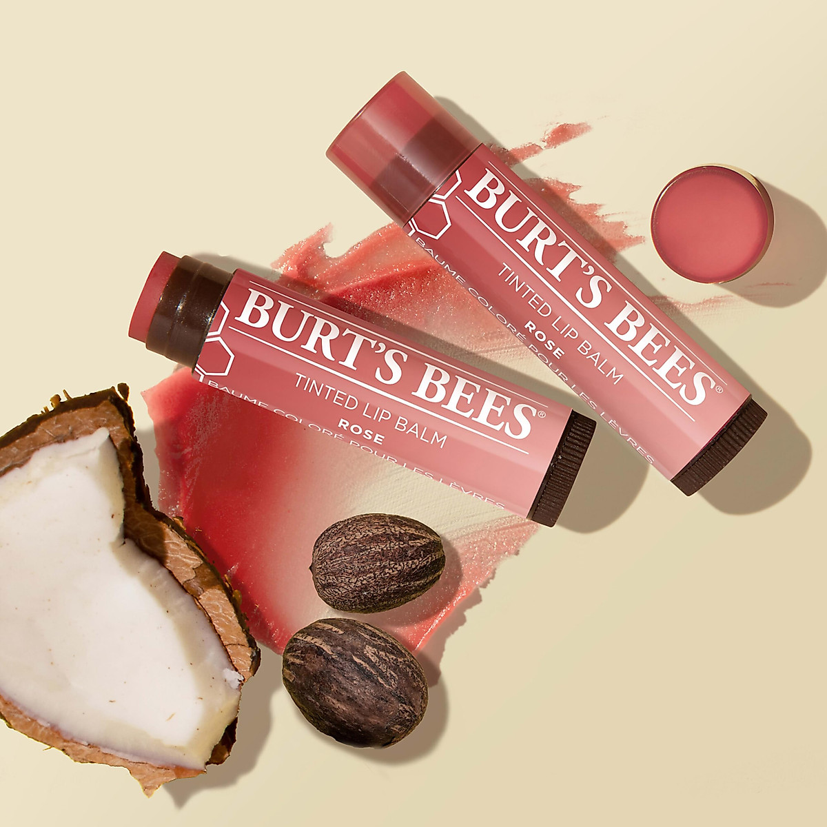 Burt's Bees 100% Natural Tinted Lip Balm, Rose with Shea Butter & Botanical Waxes, 0.15 Oz