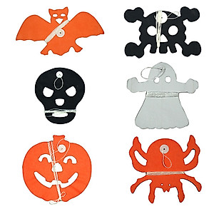 6Pcs Precious Halloween Paper Chain Garland Decoration Prop Pumpkin Bat Ghost Spider Skull Shape OH
