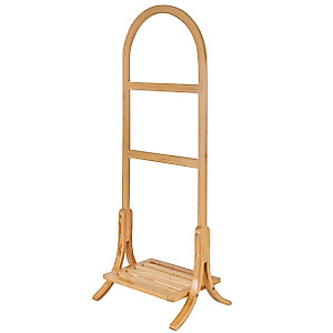 Organize It All Bamboo Free Standing Towel Rack | 2 Tiers | Storage Shelf | Bathroom Organization | Eco-Friendly | Easy to Assemble