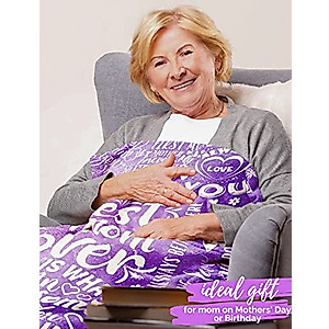 Mom Gifts, Mom Throw Blanket, Best Mom Ever, Birthday Gifts for Mom, Throw Blanket for Mother from Daughter or Son 65 x 50 Inches, Purple