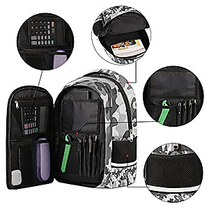 TropicalLife Camo Grey Camouflage Backpacks Bookbag Stationery Storage backpack Shoulder School Computer Hiking Gym Travel Casual Travel Daypack