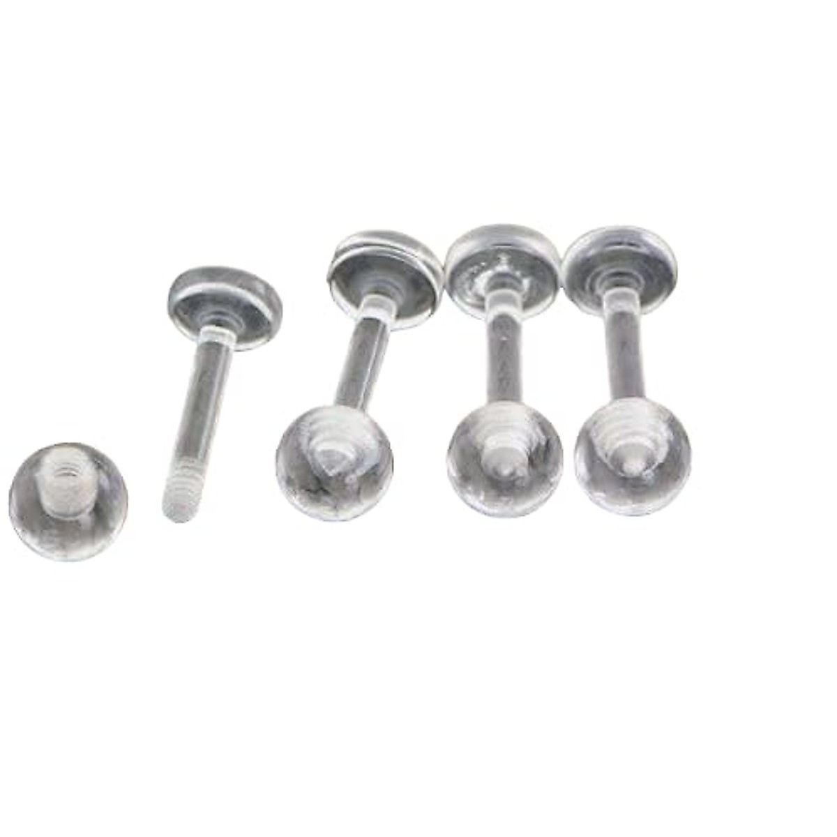 4 Pc 14g 5/16" All Clear Acrylic Ball & Barbell Lip labret, Retainers (no Steel)