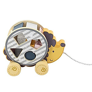 The Original Toy Company PolarB Viga Wood Toy - Pull Along Hedgehog with Sorting Wheel