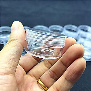 JOYWEE 10gram/10ml Round Clear Empty Container Jars with Clear Screw Lids Bulk for Lip Balms, Makeup Samples - BPA Free (40 Pack, Clear)