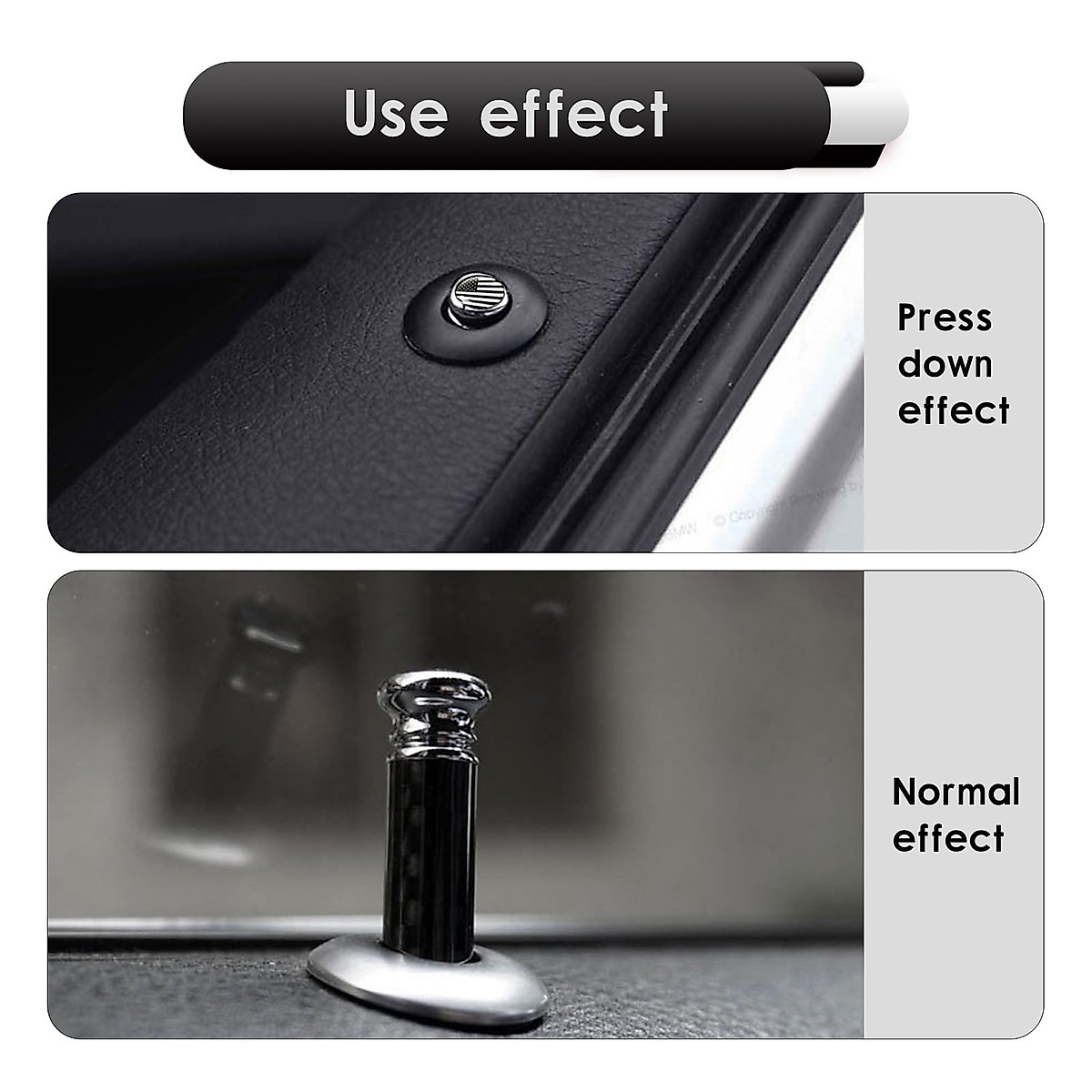 Yumfugu 4 PCS Car Modified Door Lock Knobs, Carbon Fiber Metal Automotive Door Lock Pin Covers Replacements, Universal Vehicle Bolt Pin Cover Stick Accessories Set for Trucks SUVs Cars (Black)