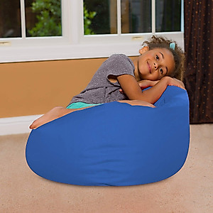 Posh Creations Bean Bag Chair for Kids, Teens, and Adults Includes Removable and Machine Washable Cover, Solid Royal Blue, 27in - Medium