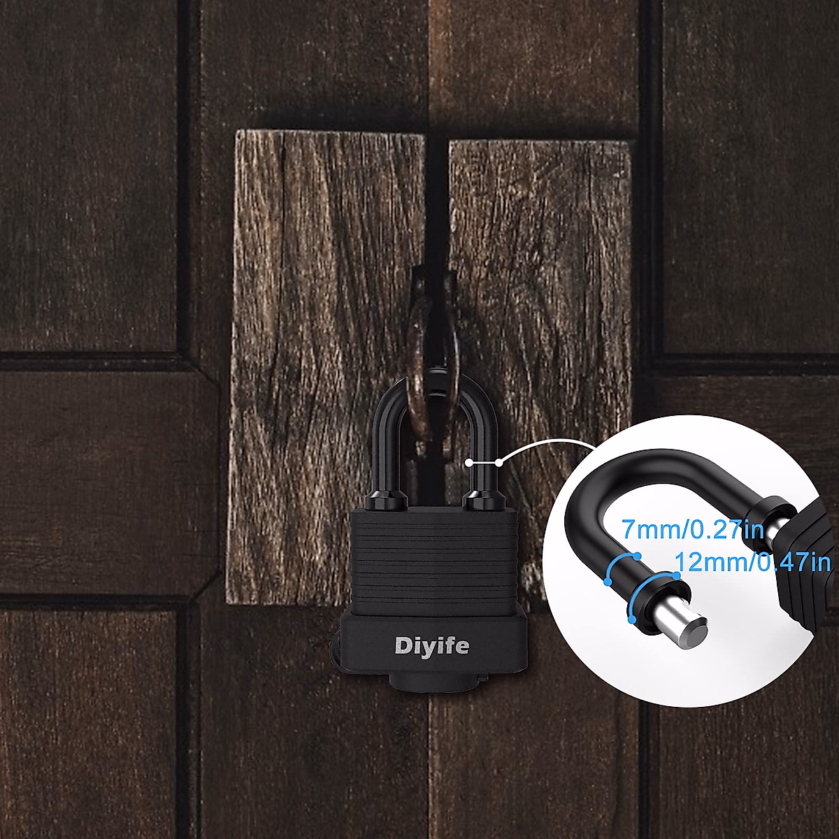 Padlock with Key, [2 Pack] [4 Keys] Diyife Padlock Waterproof Lock Key Padlocks 40mm Heavy Duty Padlocks Anticut, Oustside Laminated Steel for Gym Locker, Garage, Fence, Shed, Yard,Outdoor & Indoor