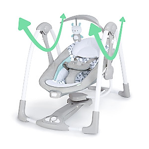 Ingenuity ConvertMe 2-in-1 Compact Portable Automatic Baby Swing & Infant Seat, Battery-Powered Vibrations, Nature Sounds, 0-9 Months 6-20 lbs (Raylan)