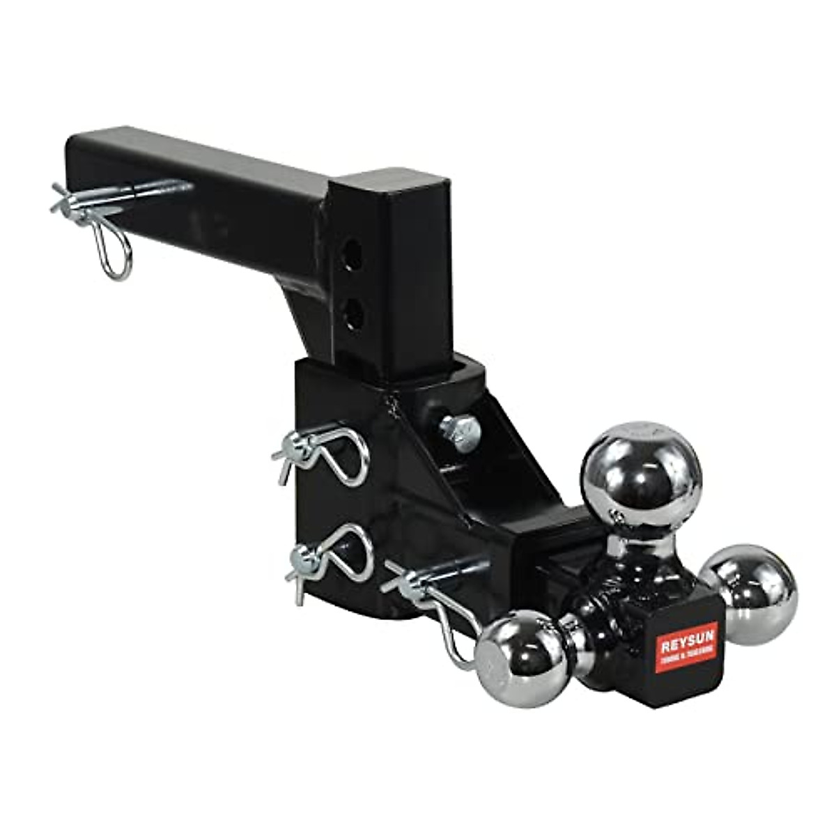 REYSUN Adjustable Trailer Hitch 864193 Tri Ball Mount, Chrome Trailer Ball Hitch with Solid Shank, 5-3/4" Drop Hitch Receiver…
