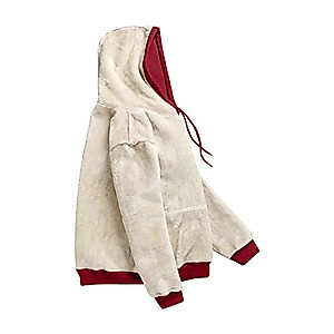 fesfesfes Womens Casual Winter Warm Fleece Sherpa Lined Pullover Hooded Sweatshirt Fall Winter Jacket Sweater Coats