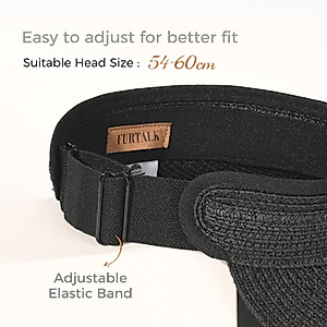 FURTALK Hat Straw Sun Visors, Summer Packable Ponytail Beach Hats for Women Travel UPF 50+ A Black