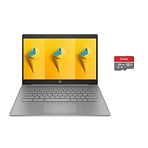 HP HD 14" Chromebook Laptop for Student and Business, Intel Celeron Processor N4120, 4GB RAM 128GB Storage(64GB eMMC + 5ave 64GB Flash Memory), Wi-Fi, Bluetooth, HDMI, Chrome Os, Modern Gray