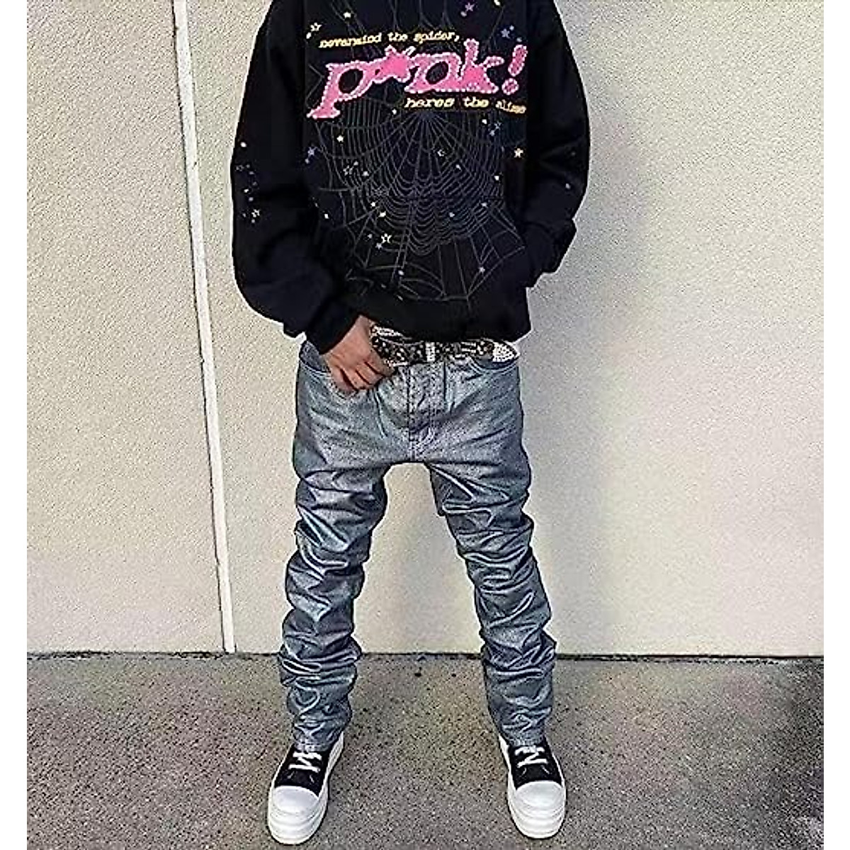 Sunwittafy Y2k Hoodie Men Women Spider Hoodie Pink Retro Oversized Loose Sweatshirts Hip Hop Trendy Jacket 2023