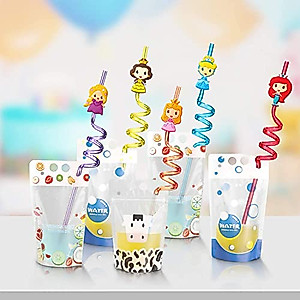 Disneys Princess Birthday Party Supplies Drinking Straws for Girl Party Favors with 2 Cleaning Brush (25+2)