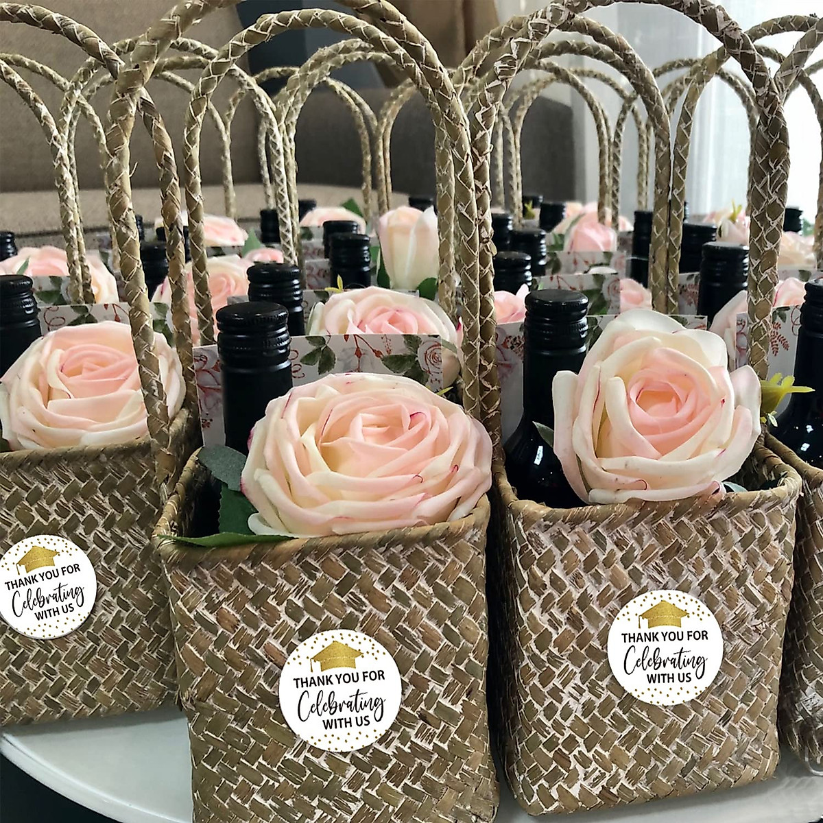 Thank You for Celebrating with Me Stickers, Graduation Favor Stickers, Birthday Favor Stickers, 50 Pieces, 2"