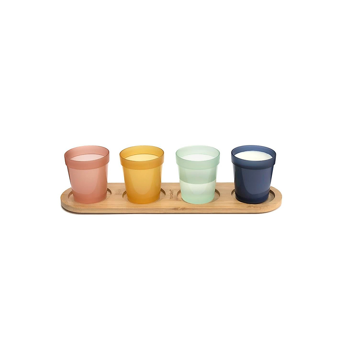 Truvalent Kitchen Countertop Cup Organizer | Wooden Cup Holder Dish for Kids & Families | Stylish Cup Spot for Counter | Durable Countertop Drink Holder (Holds 4 Cups)