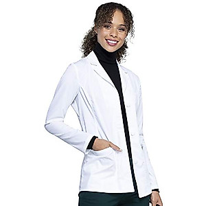Cherokee Women Scrubs Lab Coat Workwear Revolution Tech 28" Consultation WW450AB, M, White