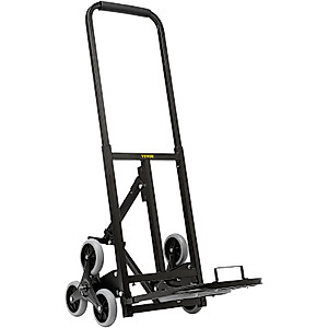 VEVOR Stair Climbing Cart, Heavy-Duty Hand Truck Dolly 375 lbs Load Capacity, Foldable Stair Climber Hand Trucks with Adjustable Handle, All Terrain Cart for Stairs with 10 Wheels