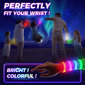 12/24 PCS Glow Bracelets, LED Bracelets for Kids and Adults, Glow in The Dark Party Supplies for Music Festival, Festival Camping, Rave Accessories, Light Up Party Favors