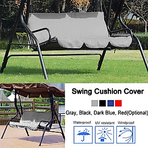 Oumefar Outdoor Swing Chair Cushion 3-seat Chair Cushion Replacement Swing Seat Cover for Patio Garden Yard(Gray)