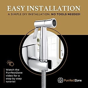 Purrfectzone Bidet Sprayer for Toilet, Handheld Sprayer Kit, Hand Held Bidet, Cloth Diaper Sprayer Set - Easy to Install - Stainless Steel