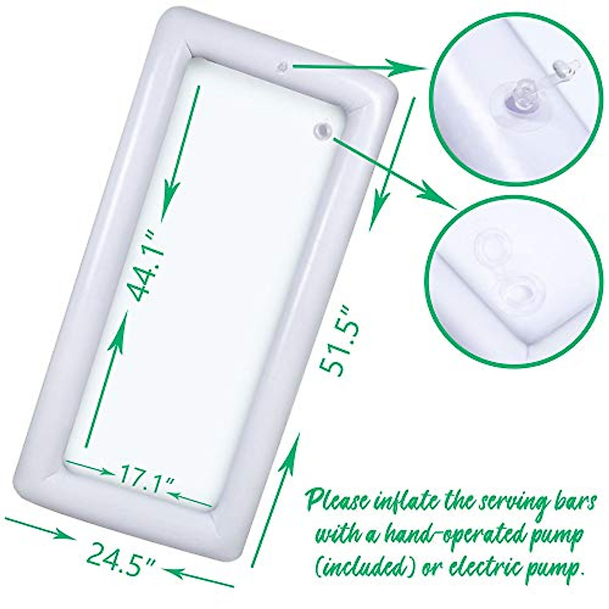 Inflatable Serving Bar Salad Ice Tray Food Drink Containers - BBQ Picnic Pool Party Supplies Buffet Luau Cooler,with a Drain Plug