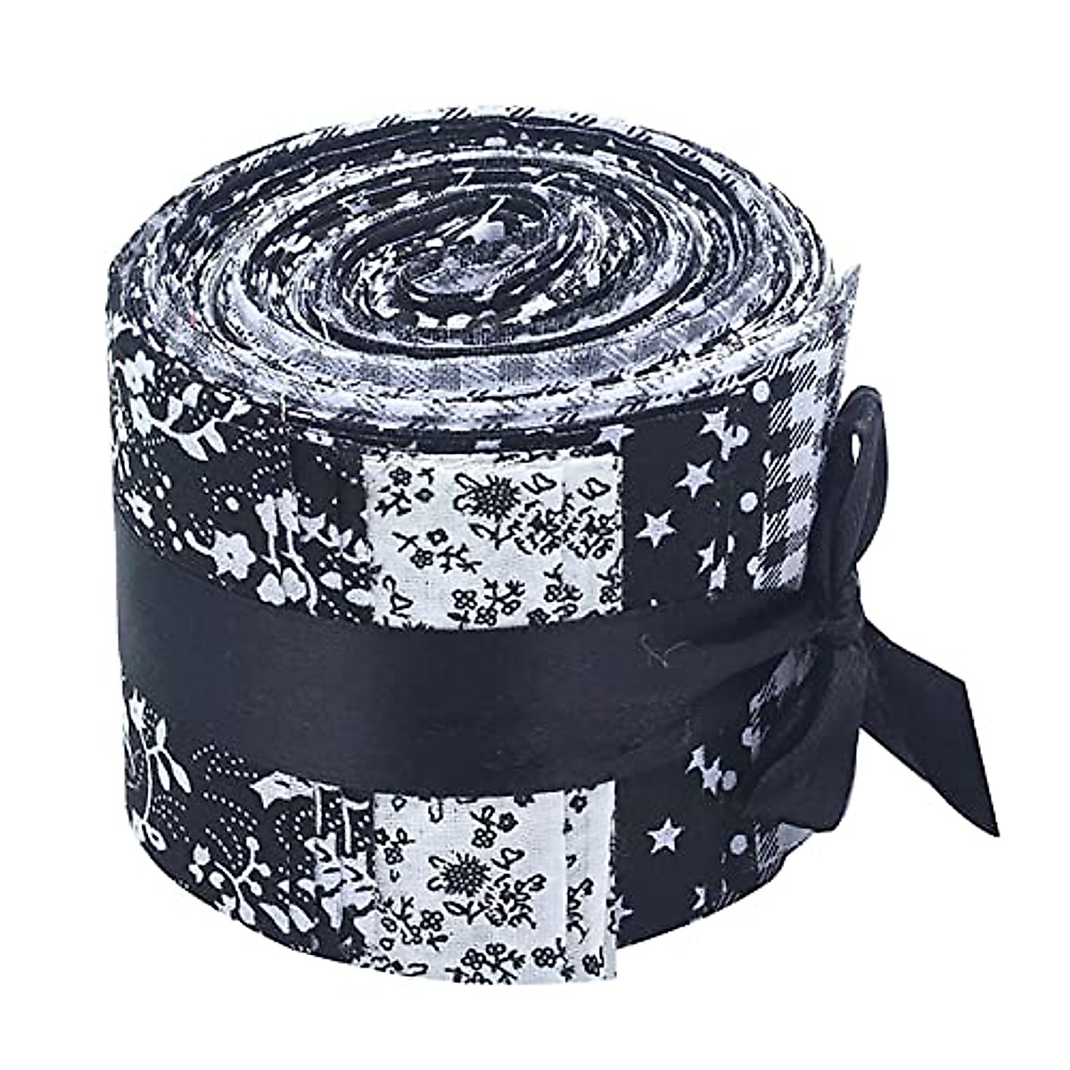 Newmind 20Pack 2.4 inch Jelly Roll Floral Quilt Strips Patchwork Sewing Supplies for DIY Clothes - Black