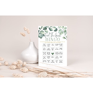 Your Main Event Prints Eucalyptus Floral Find The Guest Bingo Game for Bridal Shower, Baby Shower and Bachelorette Parties, 50 Game Cards Included