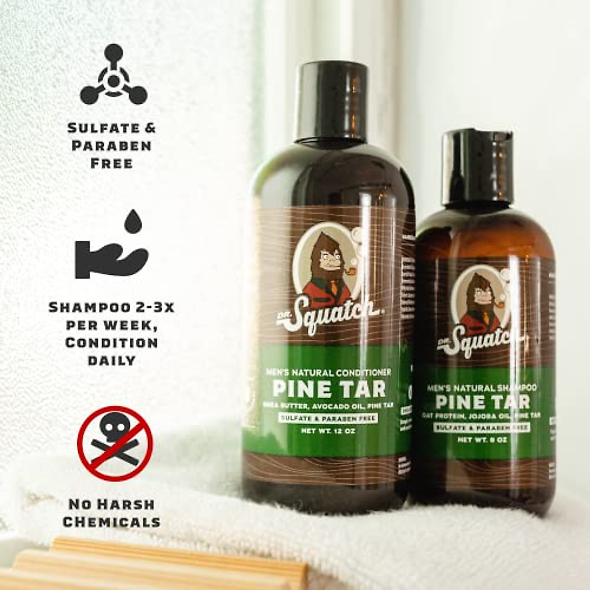 Dr. Squatch Men's Natural Soap and Hair Care - Snowy Pine Tar and Frosty Peppermint Soap and Frosty Peppermint Shampoo and Conditioner - Blizzard Expanded Pack - Limited Edition Holiday Bundle
