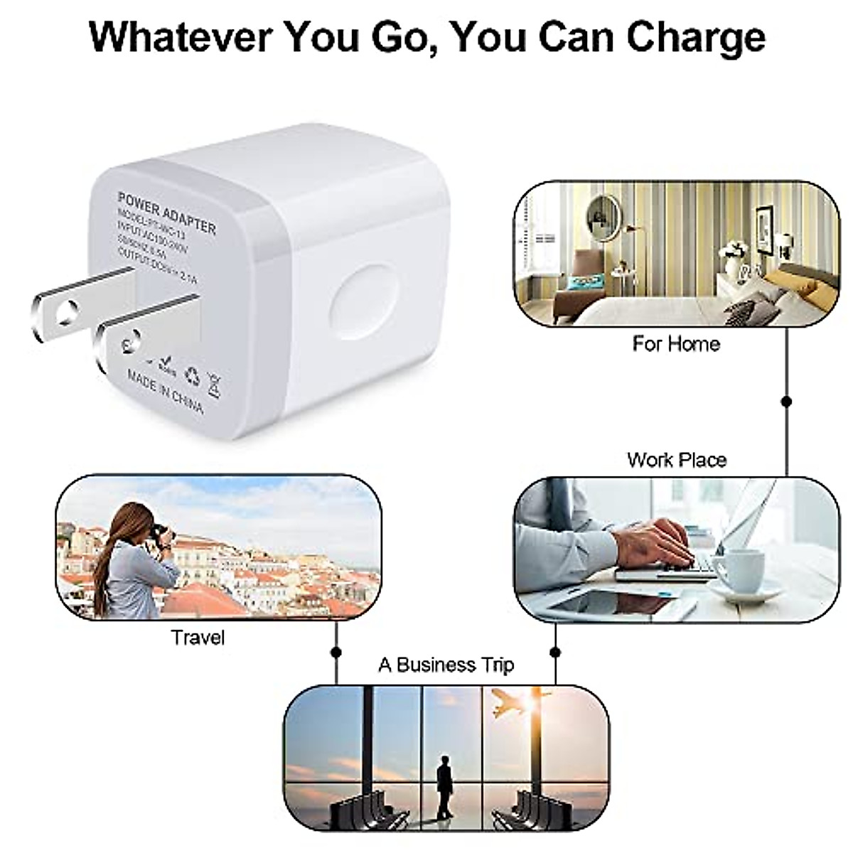 2.1A Dual Port USB Wall Fast Charger Block for iPhone 14 13 12 11 Pro Max,2Pack Android Phone USB Cube Power Adapter Charger Plug for Samsung Galaxy S23 S22 Ultra S21 A54 A34 A53 A14 5G,Pixel 7 Pro 6a