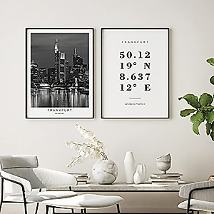 Dear Mapper Frankfurt Germany View Abstract Road Modern Map Art Minimalist Painting Black and White Canvas Line Art Print Poster Art Print Poster Home Decor (Set of 3 Unframed) (12x16inch)