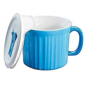 CorningWare Ceramic Colours Pop-Ins Pool 20-oz Mug w/Lid, 1 Count (Pack of 1), Blue