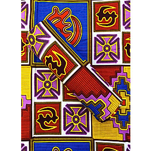 African Wax Print in Meba Wo Abrokyere Design - Gye Nyame- Red, Blue, Yellow, Lilac, Brown, White-Sell by 6 Yards- 100% Cotton