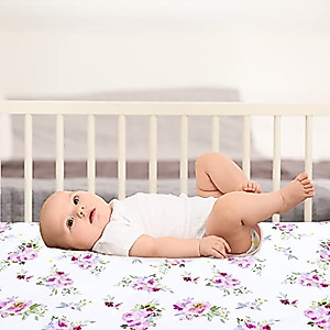 Pack and Play Sheets/Mini Crib Sheets Girl, Stretchy Pack n Play Playard Fitted Sheet, Compatible with Graco Pack n Play, Soft and Breathable Material, Floral