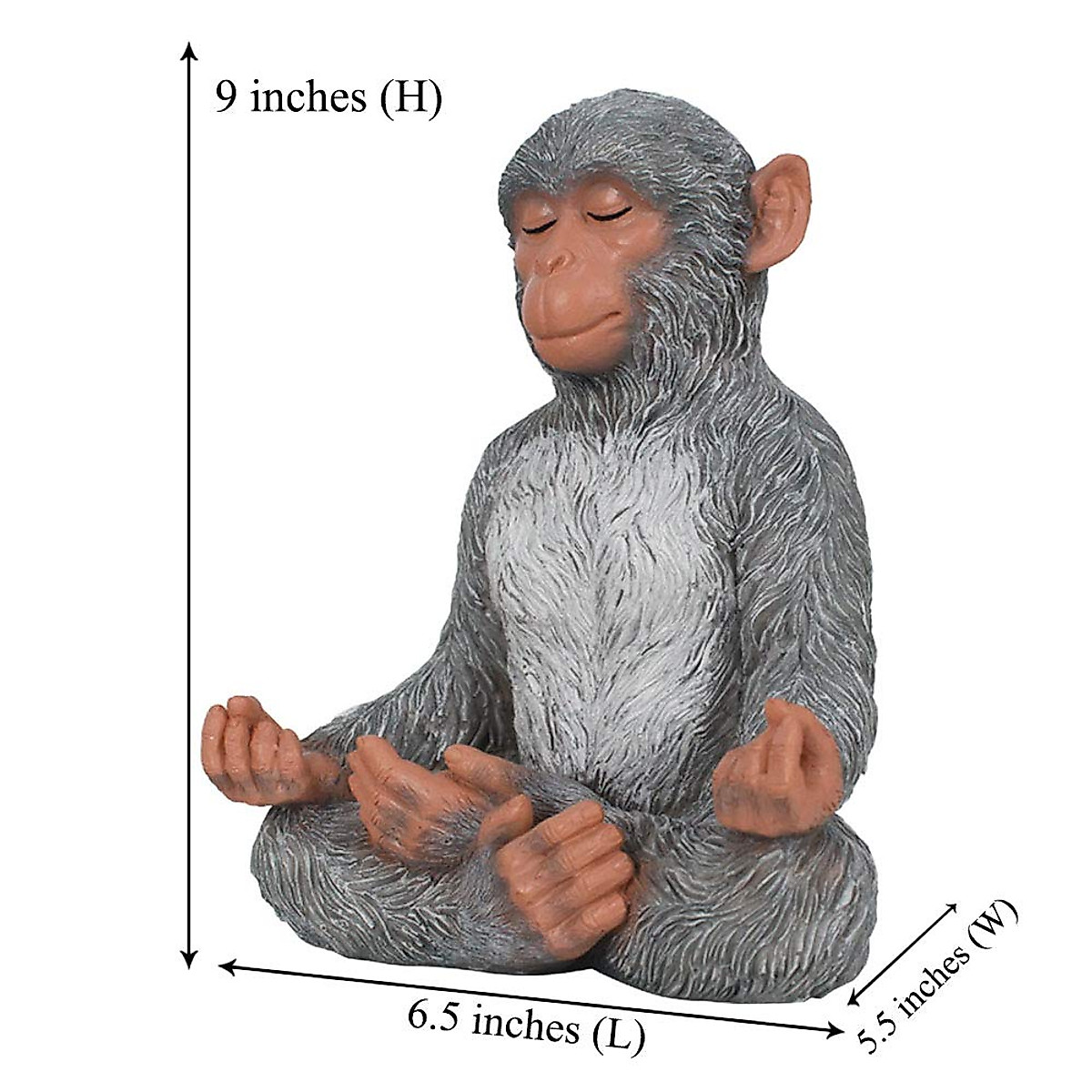 mildahjoy Meditating Zen Yoga Monkey Garden Decorations Statues Indoor Outdoor Hand Painted Resin Animal Yoga Figurine in Zen Meditation Lotus Pose - 9 Inch Tall